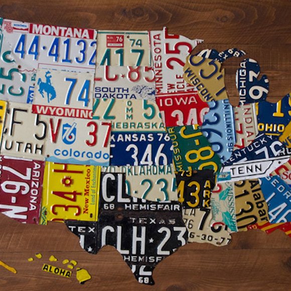 USPlateArt | Wall Decor | Large Us License Plate Map Real License ...